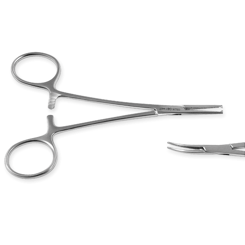 Pince Halstead Mosquito courbe 1 x 2 griffes L:12cm