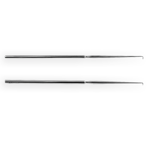 Crochet fin pointu otologique 90° sur manche L:16cm