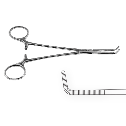 Pince clamp O shaugnessy fin coudé 90° L:24cm